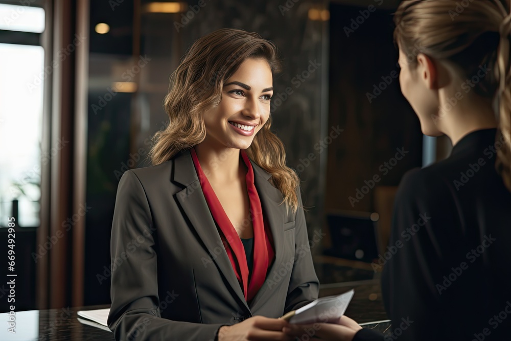 Smiling Receptionist, Reception Desk, Friendly Hotel Service ...