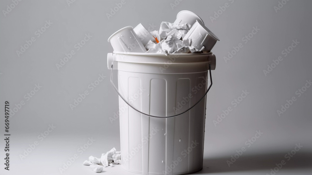 Overflowing Trash Bin: A Call to Action Against Plastic Pollution White ...