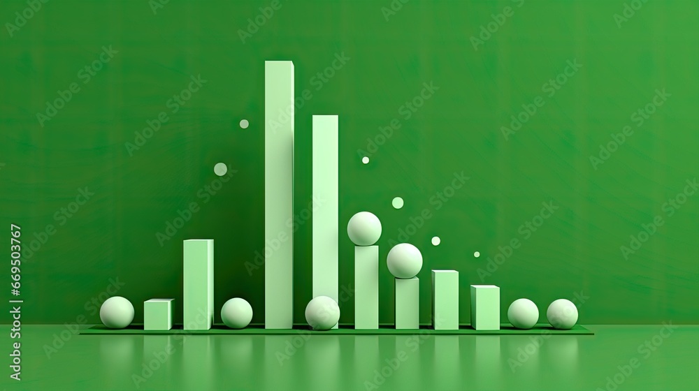 Mage Of Abstract Vertical Bar Chart Made Out Of Smooth Round Green