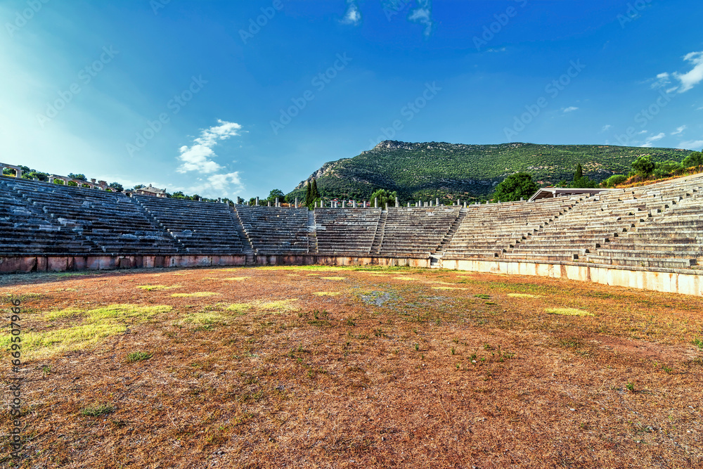 Ancient Greek Stadium in Ancient Messini in Greece Stock Photo | Adobe ...