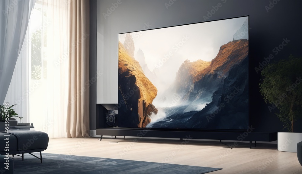 Big Tv In A Living Room. Elegant living room with big tv screen ...