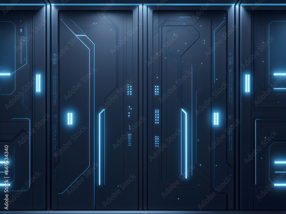 Abstract futuristic background, sci-fi external wall metallic panels ...