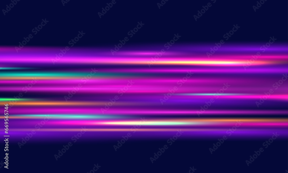 Colorful light trails with motion effect. Vector illustration of high ...