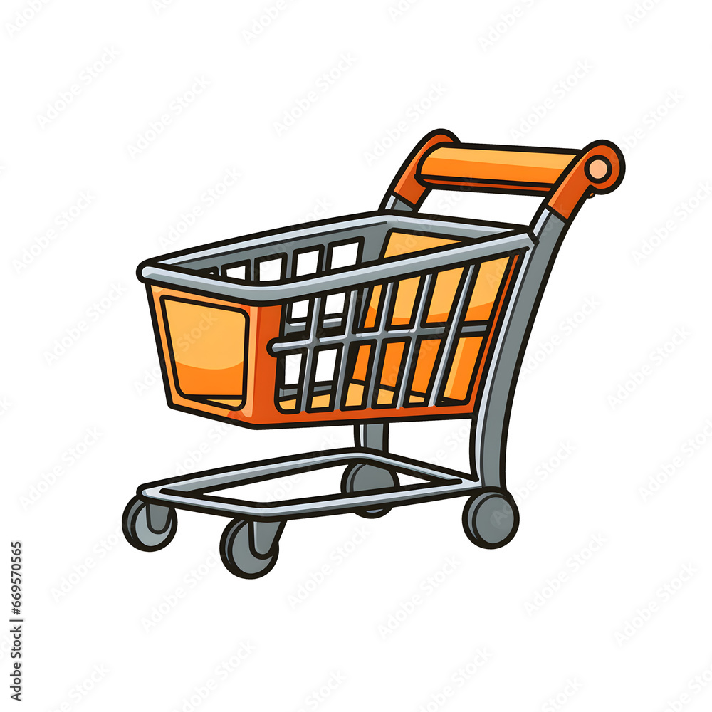 cartoon clipart of Shopping cart (for e-commerce), transparent ...
