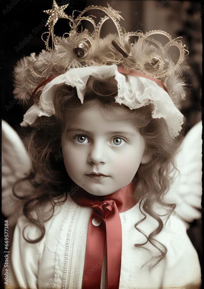 lovely victorian child, dressed as a christmas angel, suitable for ...