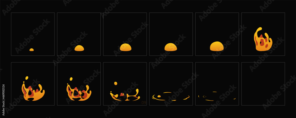 Orange toxic bubble burst effect. liquid bubble animation sprites sheet ...