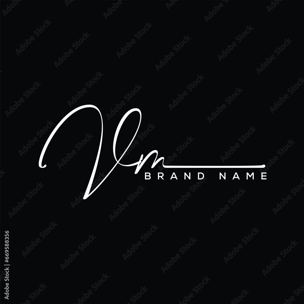 VM letter beauty handwriting vector logo. Stock Vector | Adobe Stock