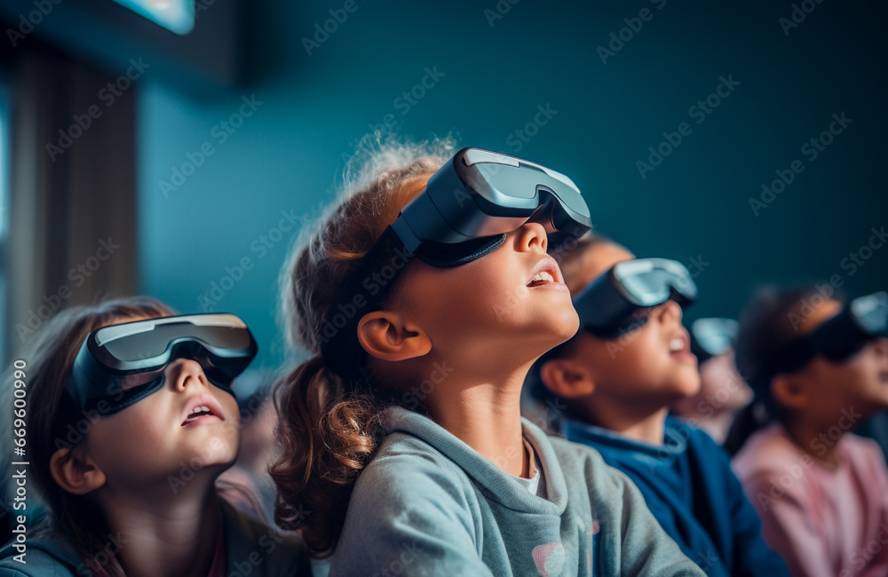 New Generation Gen Alpha Kids Using VR Headsets for Education. Gen ...