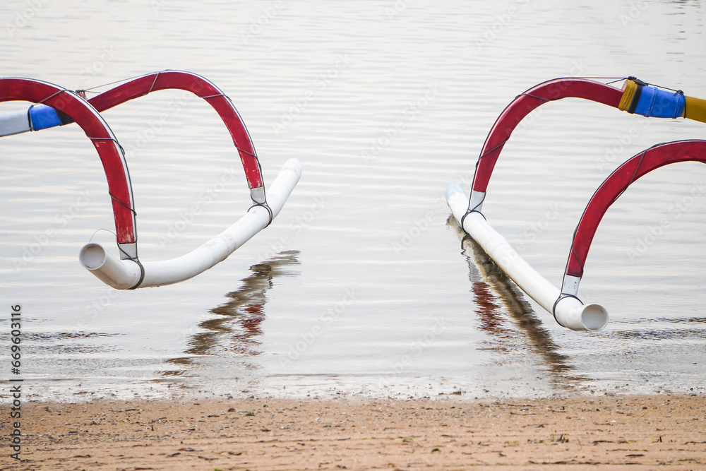 Boat balancer. Traditional fisherman boat side arms for balancing ...