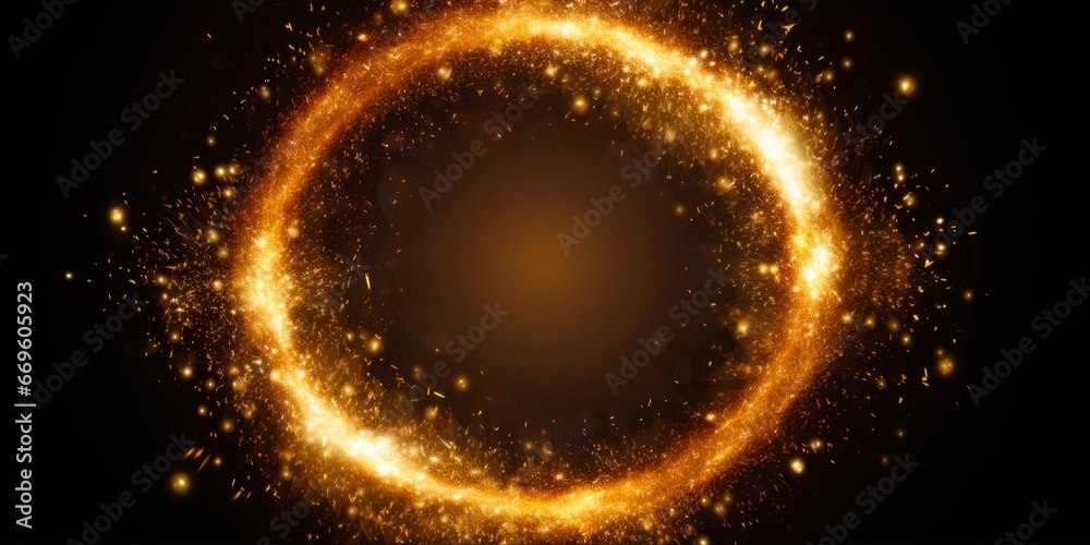 Circle of Light: Glittering Gold Sparkles in Christmas Magic Circle ...