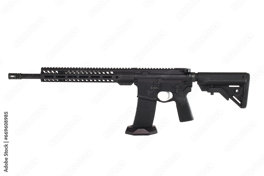 AR15 carbine, modern automatic black rifle isolated on white background ...