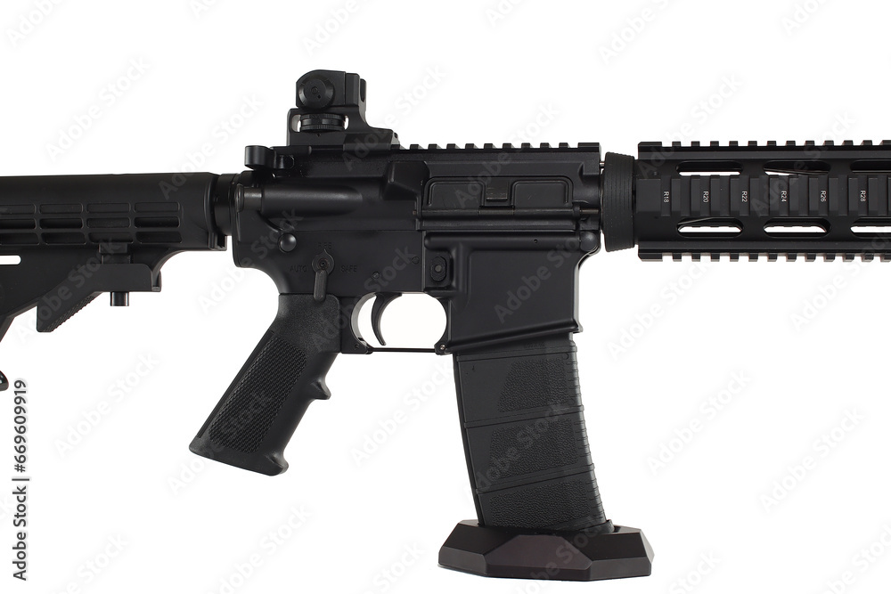 AR15 carbine, modern automatic black rifle isolated on white background ...