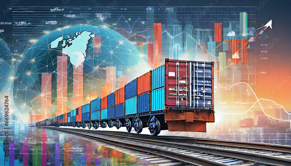 Global business of Container Cargo freight train for Business logistics ...