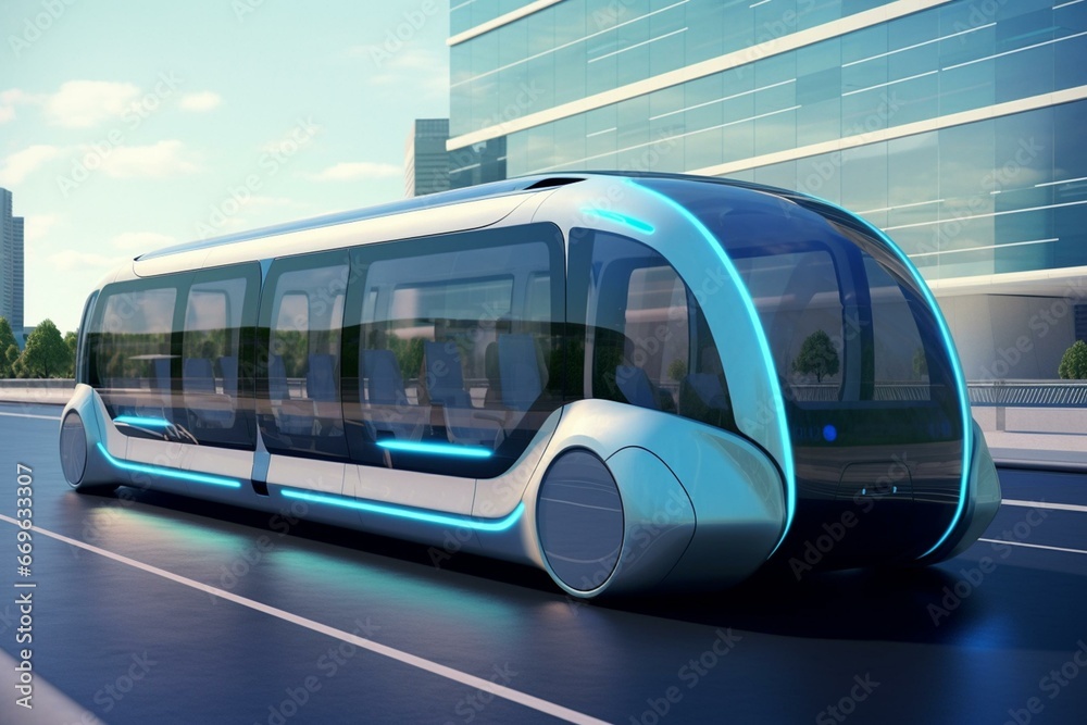 Diagram showcasing self-driving shuttle bus prototype for futuristic ...