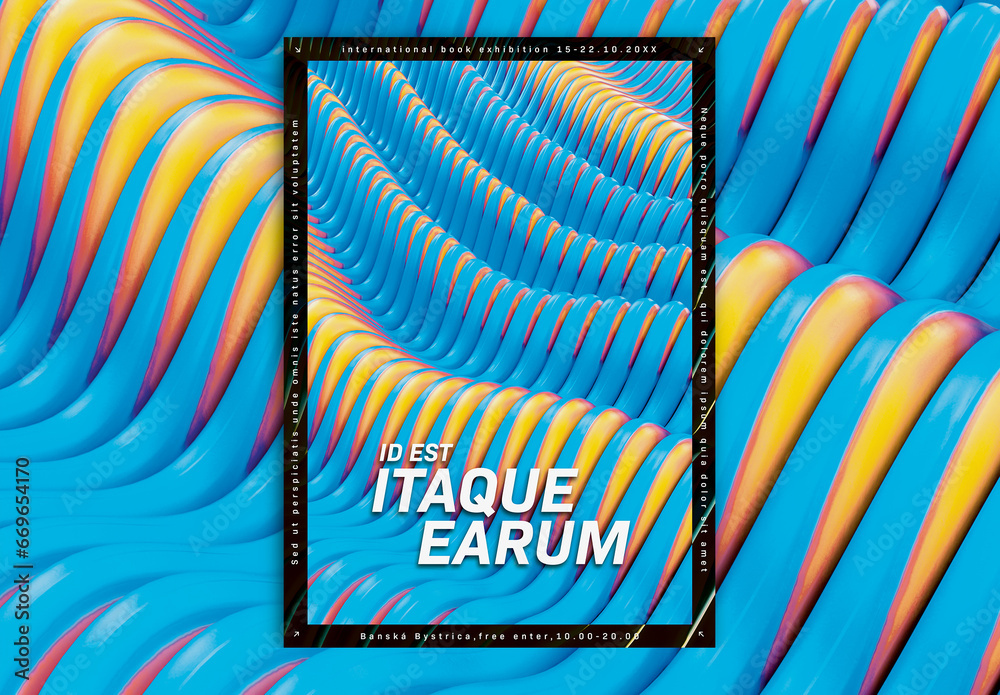 Modern Poster Design Layout with 3d Wavy Lines Pattern Stock Template ...