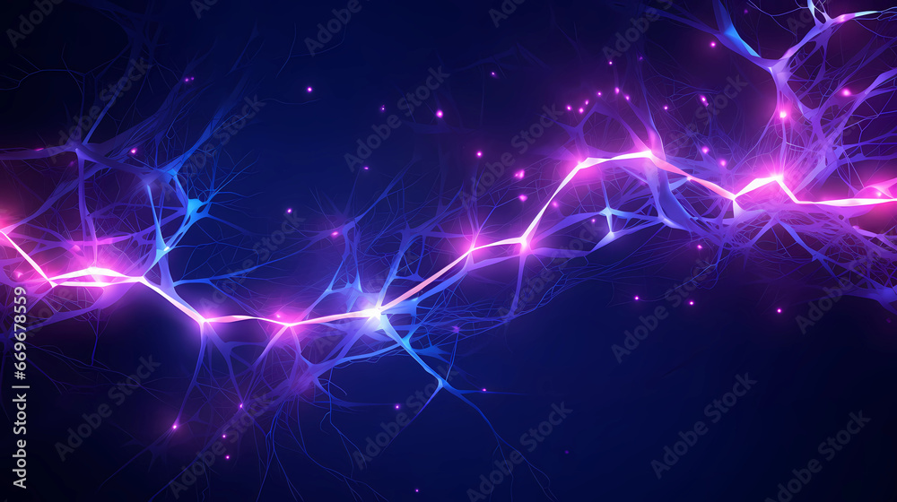 Neurons Synapses Brain Cells Neurotransmitter Connecting Neon Light ...