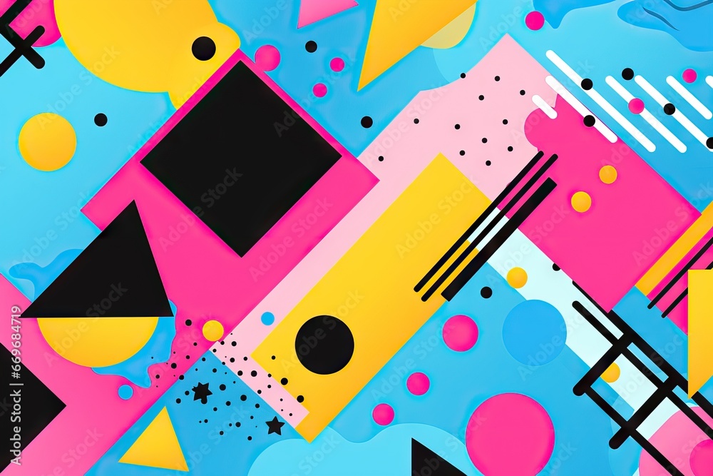 Colorful bright cartoon background. Trendy texture design with basic ...