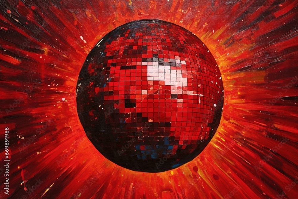 red disco ball 2012. Generative AI | Uwalls.co.uk
