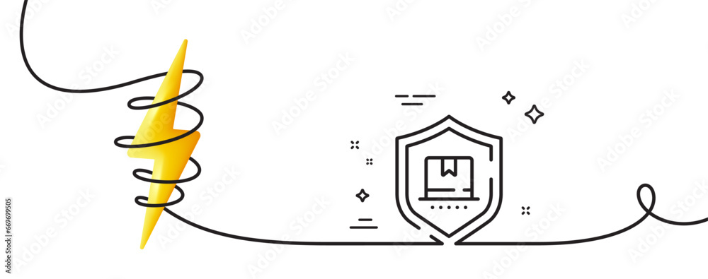 Package protection line icon. Continuous one line with curl. Parcel ...