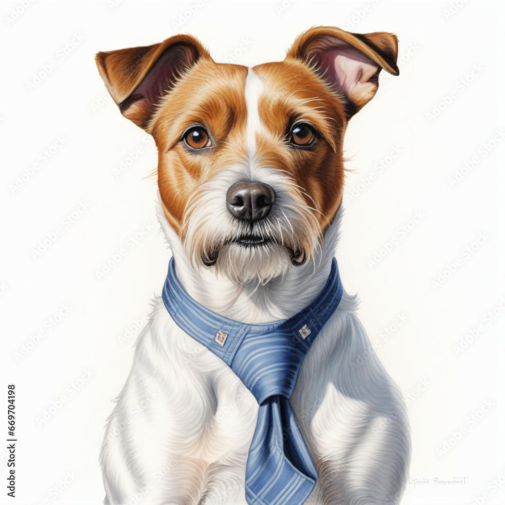 jack russell terrier with human clothes illustration , colored pencil ...