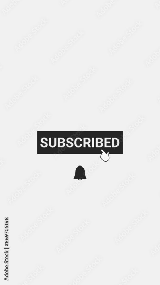 Vertical Subscribe Button Animation with Bell Notification. Alpha ...