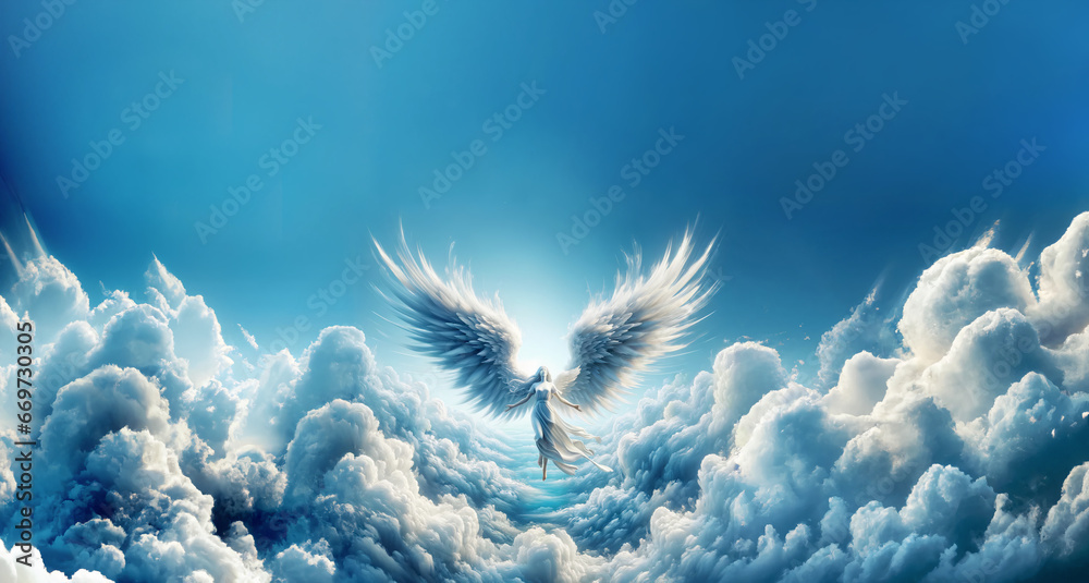 Archangel. Heavenly angelic spirit with wings. Illustration abstract ...