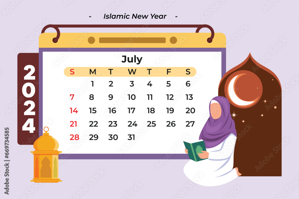 Vetor de Monthly calendar template for 2024 year. Calendar concept ...