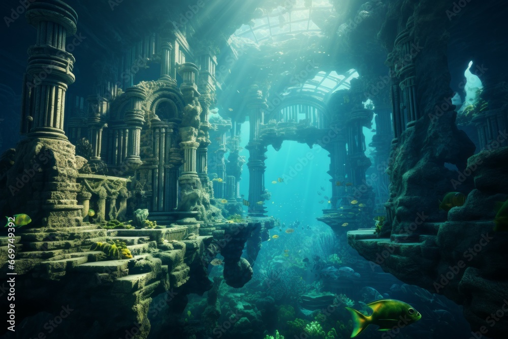Legendary Atlantis. The sunken continent of an ancient highly developed ...