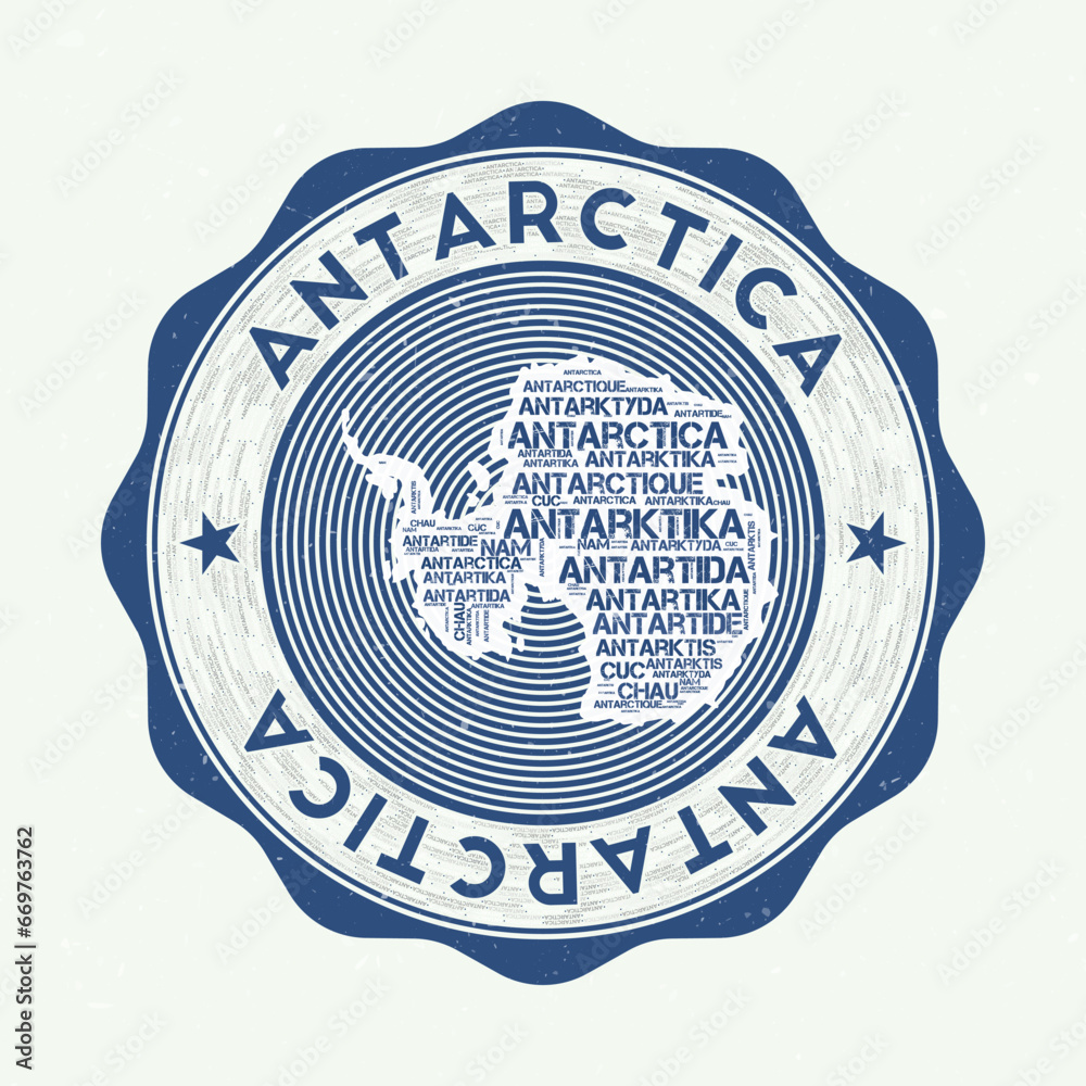 Antarctica seal. Country round logo with shape of Antarctica and ...