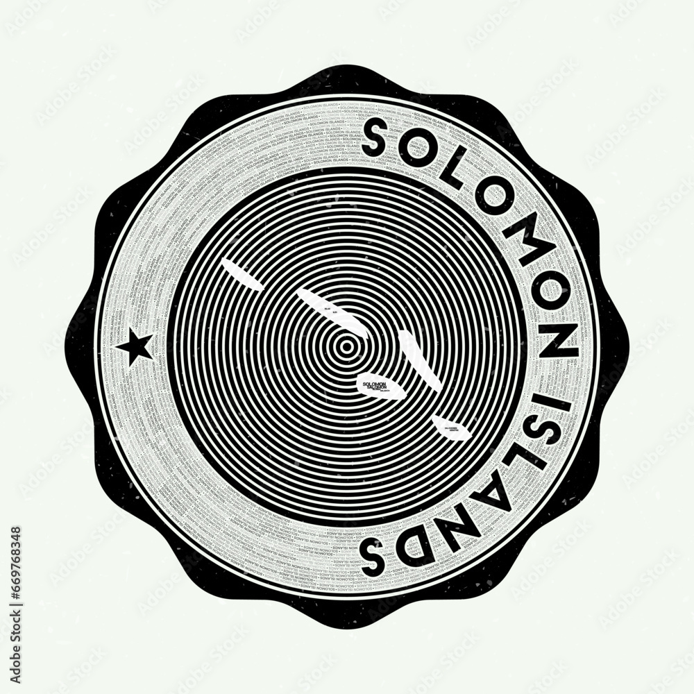 Solomon Islands seal. Country round logo with shape of Solomon Islands ...