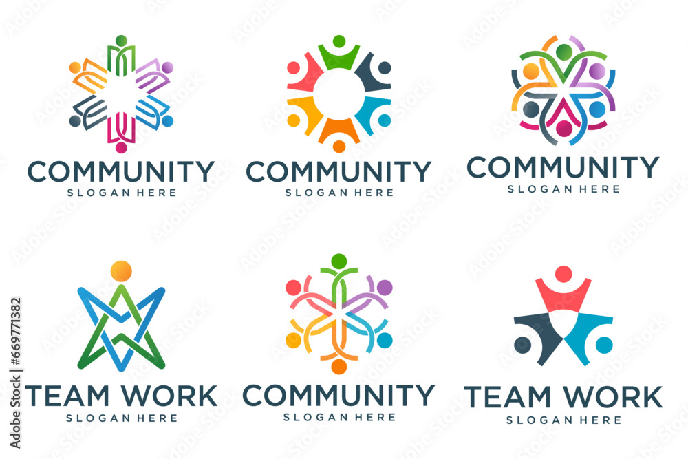 people connect logo icon set design template .symbol of teamwork ...