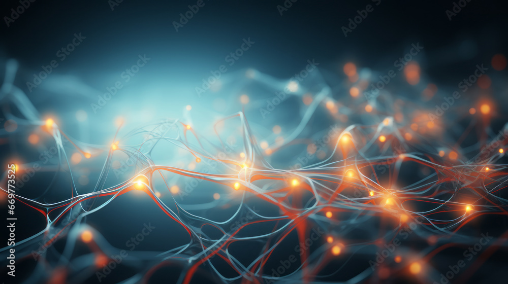 Brain stimulation activity with neuron close-up microscpoe illustration ...