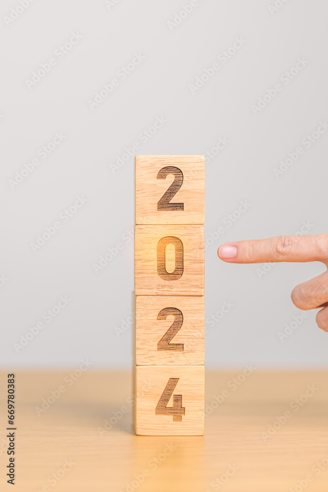 2024 year block on table. goal, Resolution, strategy, plan, start ...