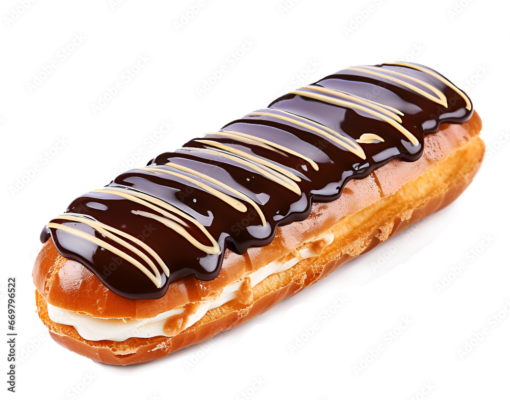 French eclair pastry isolated on transparent background png Stock ...