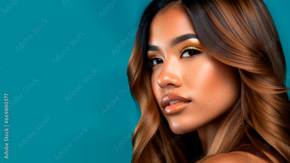 Studio portrait photo of a young beautiful mixed race Afro-Asian girl ...