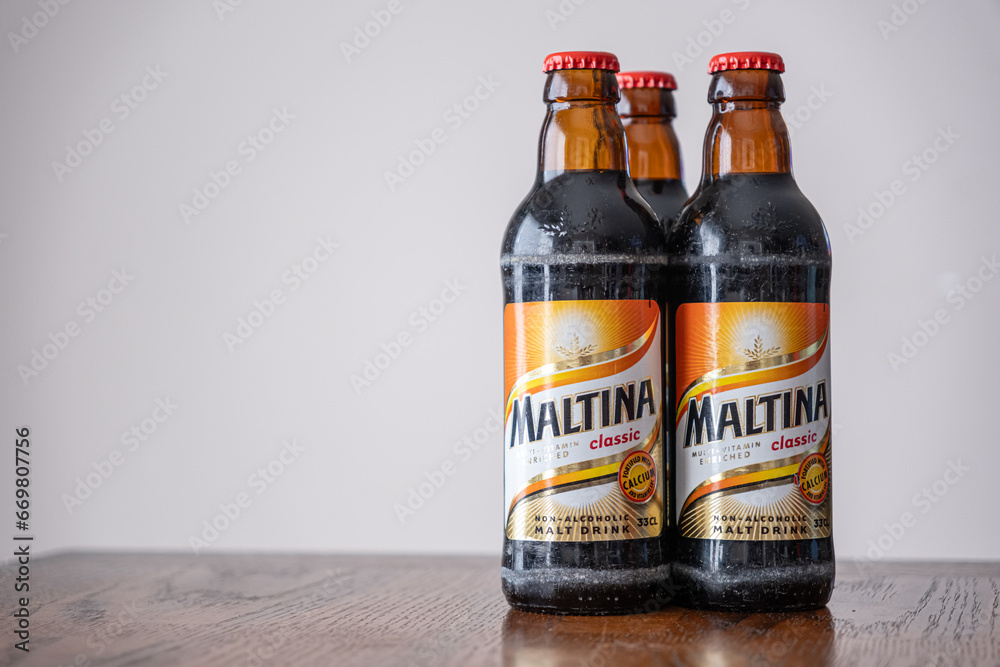 Bottles of Nigerian Malt Drink ready to drink Stock Photo | Adobe Stock