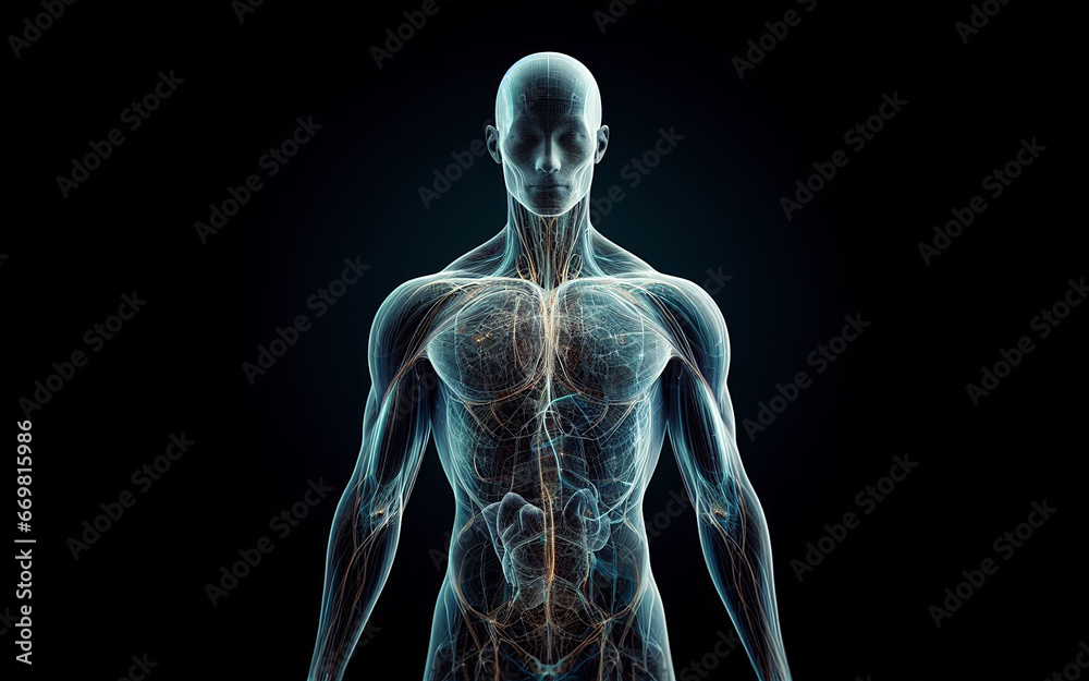 Transparent human body structure muscles human bone structure X ray ...