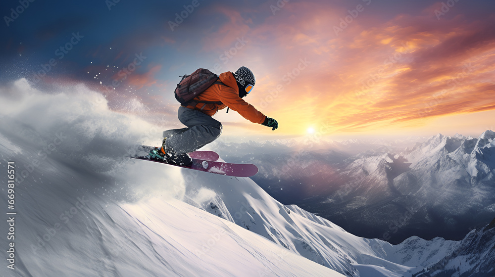 Skiers show graceful stunts of cool sliding postures on downhill snow ...