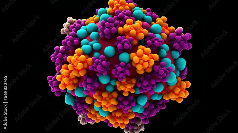 The intricate structure of proteins. The proteins are represented by ...