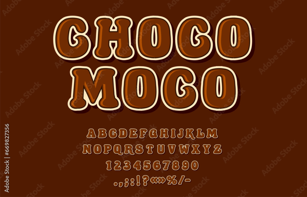 Chocolate font, candy sweet type, choco dessert caramel typeface, cocoa ...