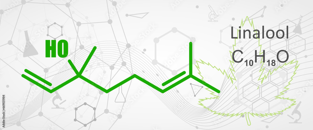Structural chemical formula of linalool. Linalool is an aromatic ...