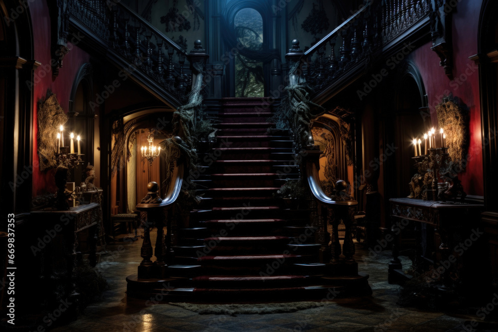 Haunted Victorian mansion with creaky stairs, ghostly apparitions, and ...