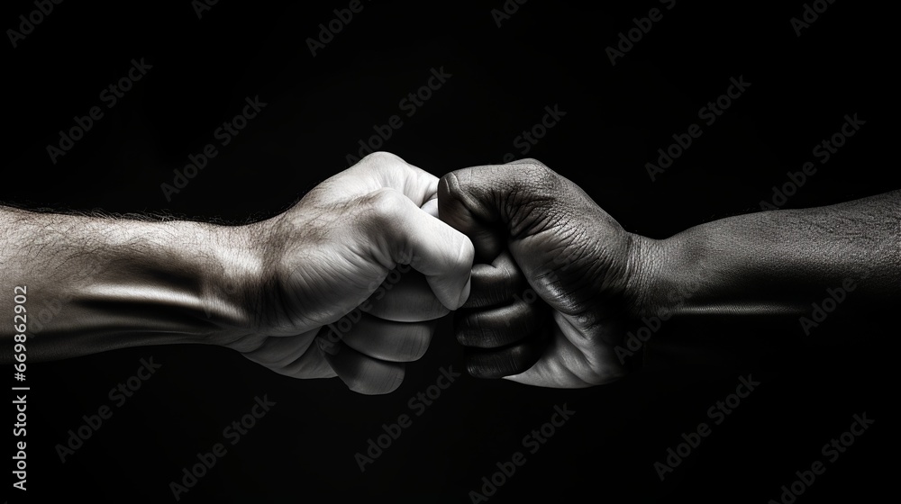 dynamic teamwork and partnership: business success with fist bump ...