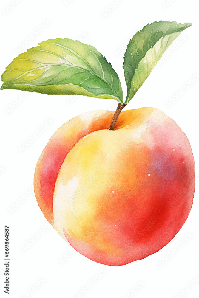 peach watercolor clipart cute isolated on white background Stock ...