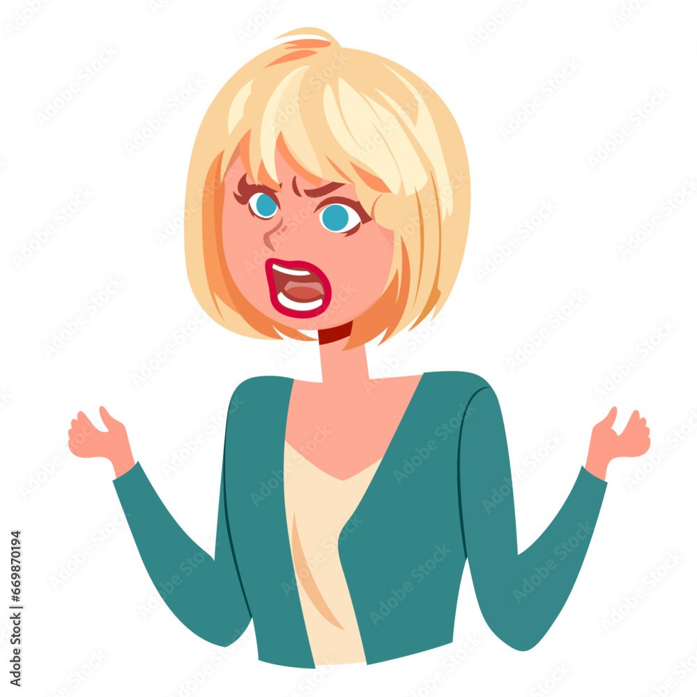 female customer complaining , angry blonde woman with short hair ... female customer complaining , angry blonde woman with short hair ...