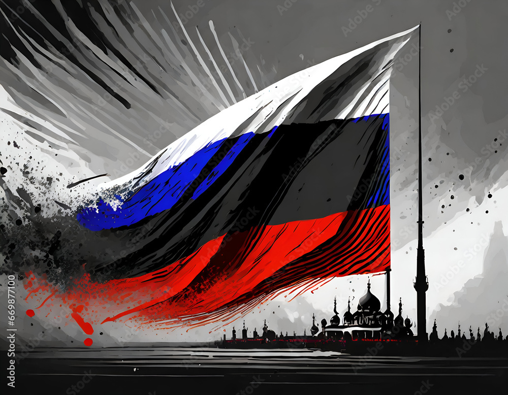 Design a striking image of the Black Russian flag, showcasing its bold ...