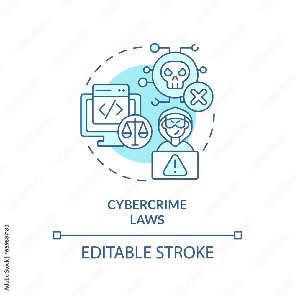 Photo 2D editable blue cybercrime laws icon, monochromatic isolated ...