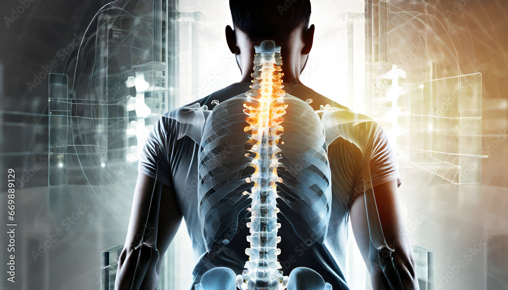 Male anatomy of the spinal system in humans. 3d rendering concept and ...