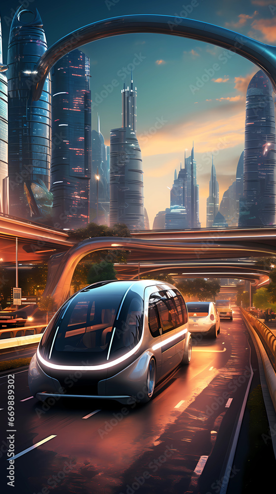 Futuristic City Advanced Transportation Realistic Illustration. Smart ...