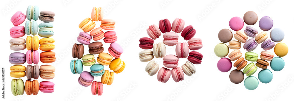 Macaroon Macaron, group assortment top view on transparent background ...